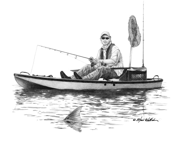 Pencil Art | Kayak and Fisherman | Steve Whitlock Game Fish Art – Steve ...